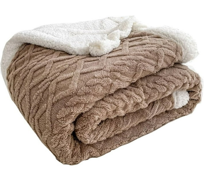 sozo Striped Double Fleece Blanket for Heavy Winter (Poly Cotton, Brown ...