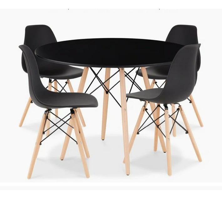 Buy ST Solid Wood Dining Chair (Set of 4, Finish Colour - Black) in ...