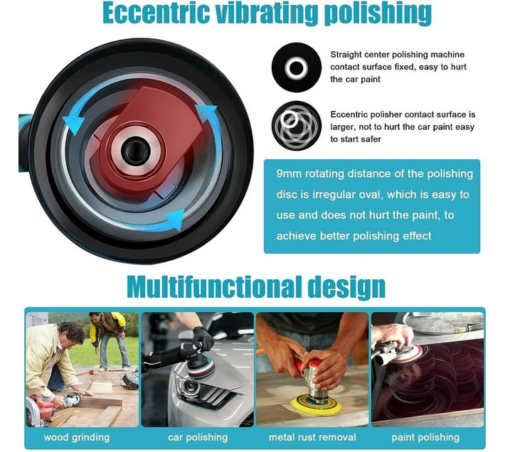 Elctro world Cordless Eccentric Car Polishing Machine 8 Speed Levels Adjustable 1250W Paste Car Polish for Bumper Chrome Accent Dashboard Tyres Headlight Exterior Dashboard 3.8 kg Pack of 6