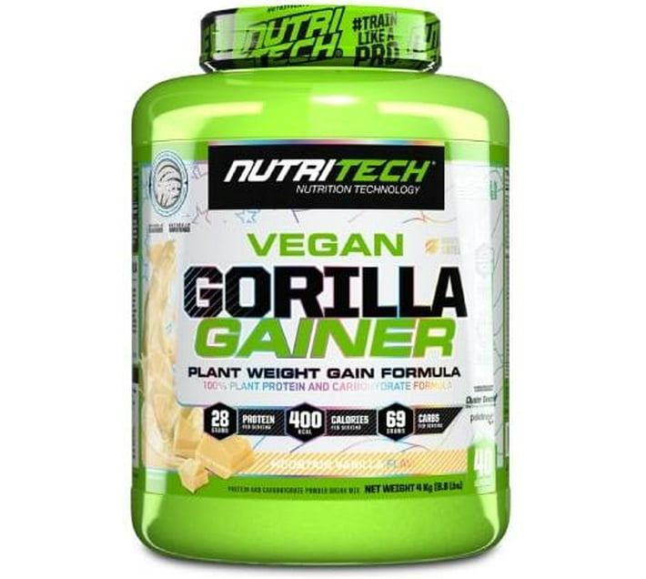 Nutritech Vegan Gorilla Gainer (4kg) Weight Gainers/Mass Gainers (4 kg ...