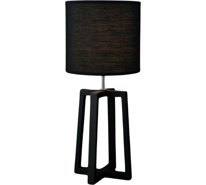 generic Danny Home Black Wooden Table Lamp Desk (44.5 cm, Black) | Makro