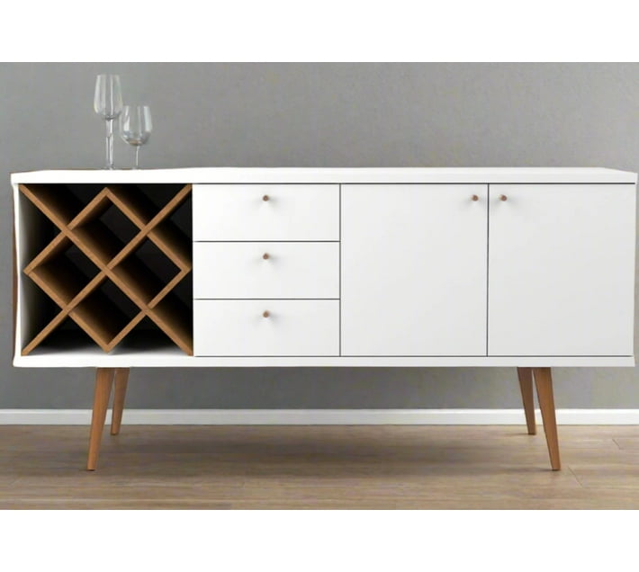 Designer Concepts Liv Sideboard With Wine Rack -White/Natural ...