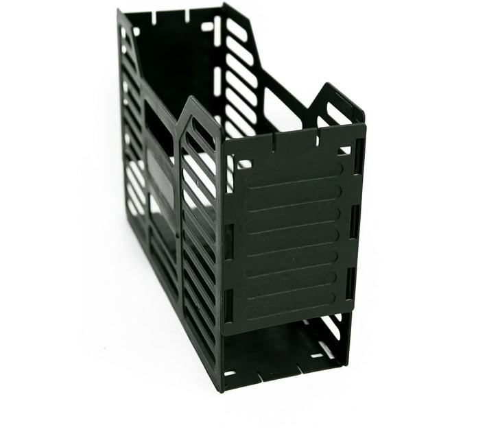 Buy pp Plastic A4 Black Slatted Filing Container box (Set of 15, Black ...