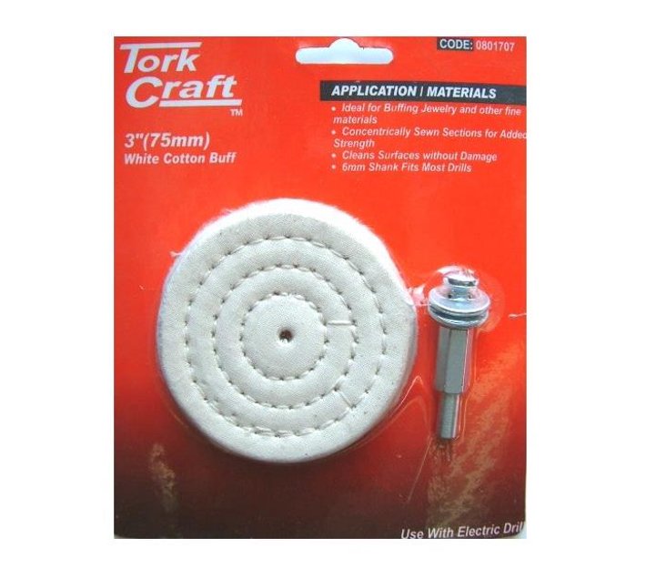 Someone’s in a Makro Tork Craft - Cotton Buff 75Mm X 6Mm Shank - 6 Pack ...