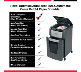 Rexel 225X Cross Cut Blade Paper Shredder (Cutting Capacity: 225 Paper ...