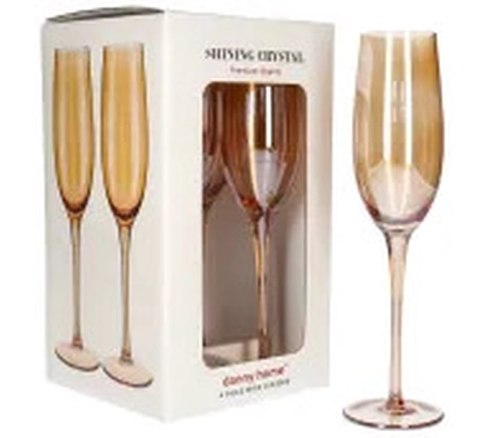 DANNY HOME (Pack of 4) Shiing crystal champagne glass 25.1cm-Orange ...