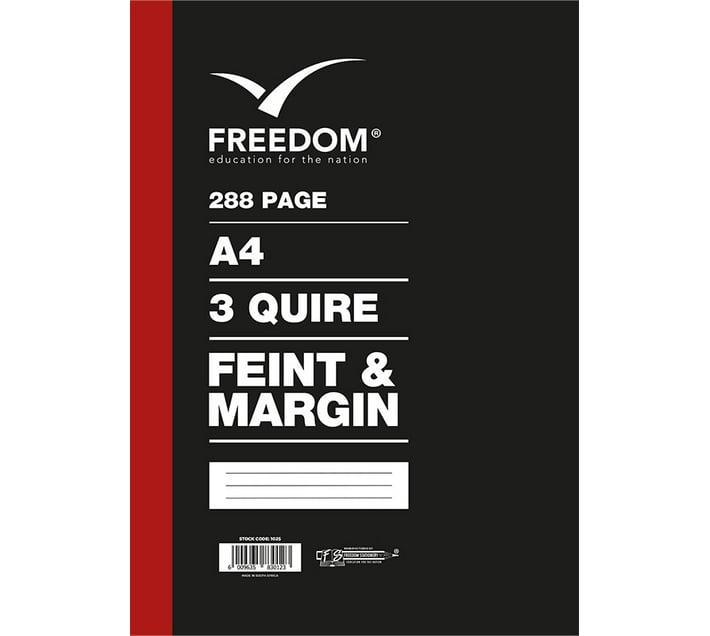 Freedom 3 Quire / 288 Pages Counter Books A4 Notebook Feint and Margin ...