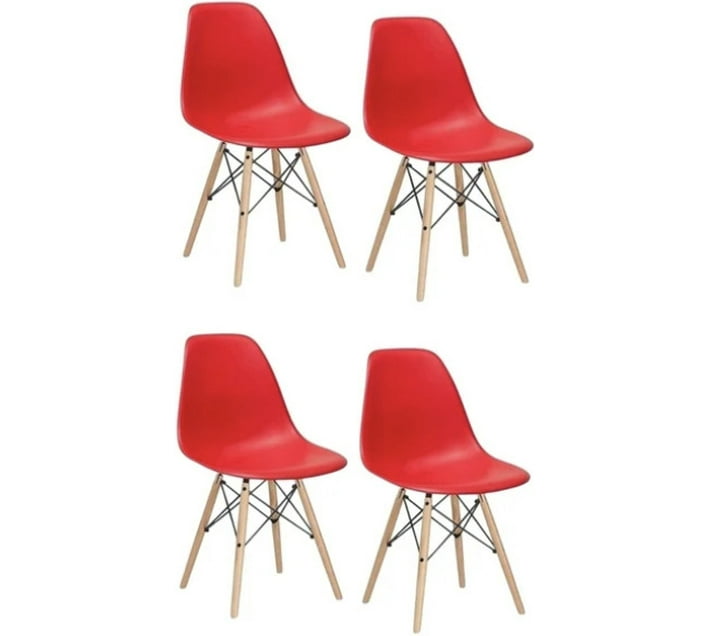 REX M Plastic Dining Chair (Set of 4, Finish Colour - Red) | Makro