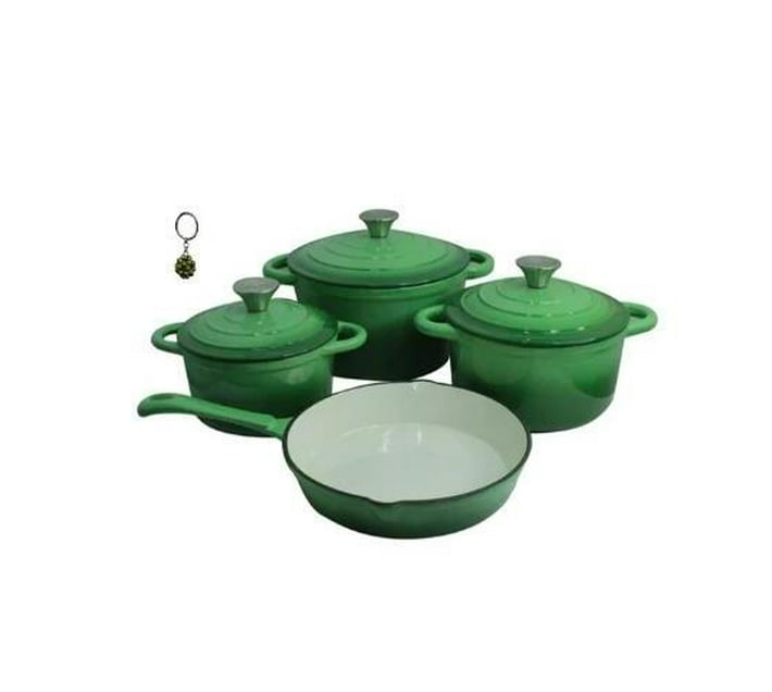 Someone’s in a Makro Cast Iron Cookware Set Green 7 Piece Mood