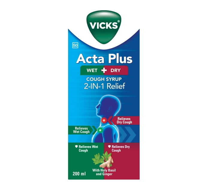 Buy Vicks Acta Plus Wet & Dry Cough Syrup 200ml in Bulk | Makro Business