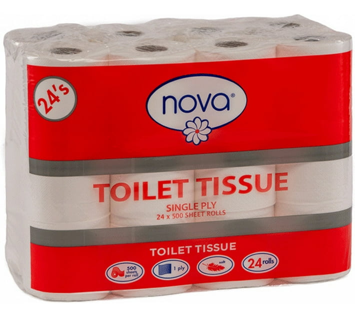 Buy Nova 1 Ply Toilet Paper Roll (Pack of 24 x 24 Rolls) in Bulk ...