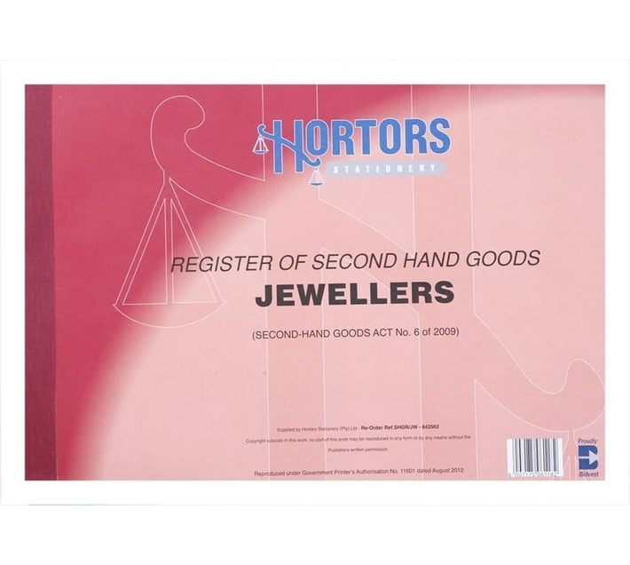 Hortors HOR642562 Second Hand Goods Register Jewellers A3 (1 Sets) | Makro