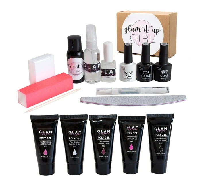 Glam It Up Girl UV Polygel & Glam Gel Top Up Kit - 16 Pieces - Milky 1 ...