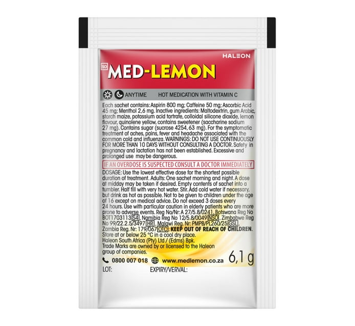 Buy Med-lemon Lemon Sachet Vit C (72 x 1's) in Bulk | Makro Business