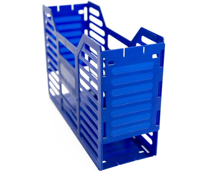 Buy pp Plastic A4 Blue Slatted Filing Container box (Set of 15, Blue ...
