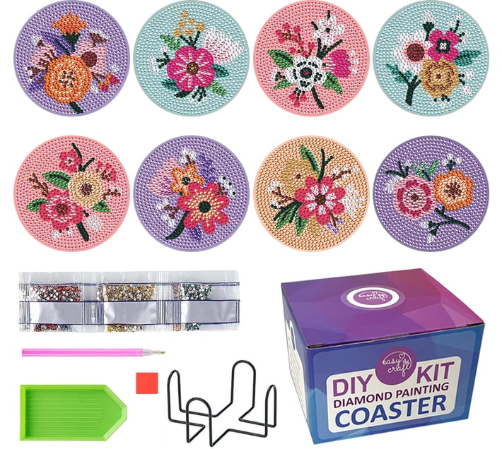 Easy Craft 8pcs Diamond Painting Coaster DIY Kit Diamond Painting Art ...