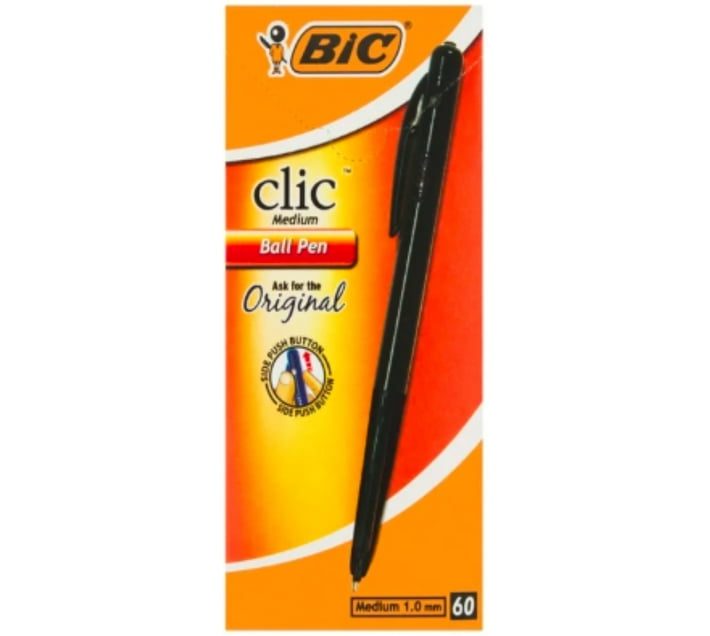Buy Bic Clic Ball Pen (Pack of 60, Black) in Bulk | Makro Business