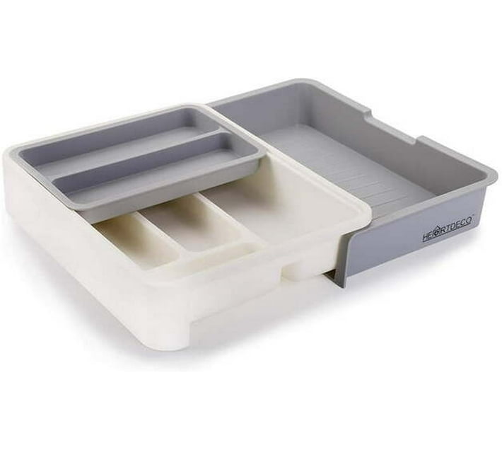 Generic Empty Cutlery Box Drawer Case (Grey, White Holds 7 Piece) | Makro
