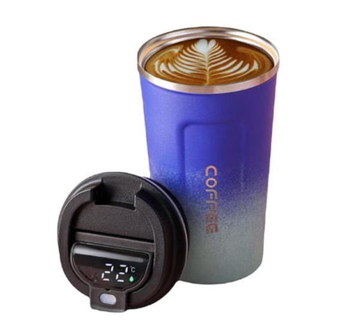 INE 2 Colour Stainless Steel Vacuum Flask Coffee Mug 510ml Blue | Makro