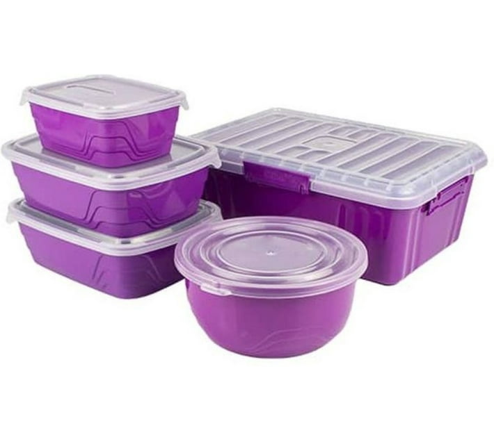 SMTE Plastic Utility Container - 200 ml (Pack of 5, Purple) | Makro