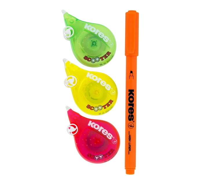 Someone’s in a Makro Kores Dry Correction Tape 3 Pack + Highlighter Mood