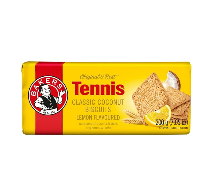 Buy Bakers Tennis Classic Coconut Lemon Flavoured Biscuits 200g in Bulk ...