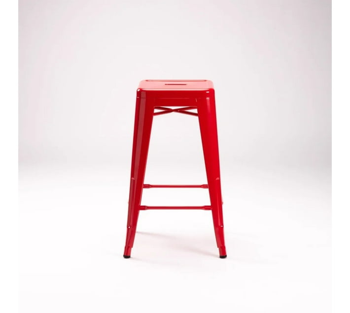 Wageng Kitchen Stool - Red Metal Bar Stool (Finish Colour - Red, Knock ...