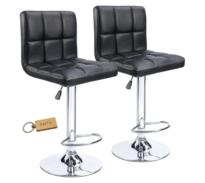Hazlo Set of 2 Kitchen Bar Stool Chairs (Faux leather) - Black +Smte ...