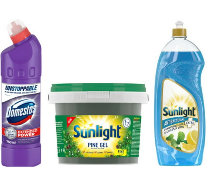 Buy Sunlight Pine Gel Multipurpose Cleaner 1L, Domestos Lavender Stain ...