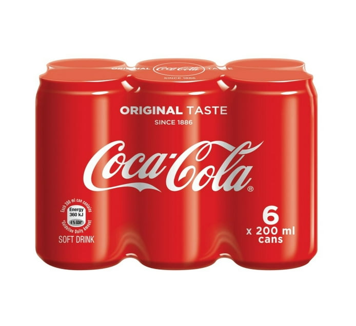 Buy Coca-Cola Original Soft Drink Cans 6 x 200ml in Bulk | Makro Business