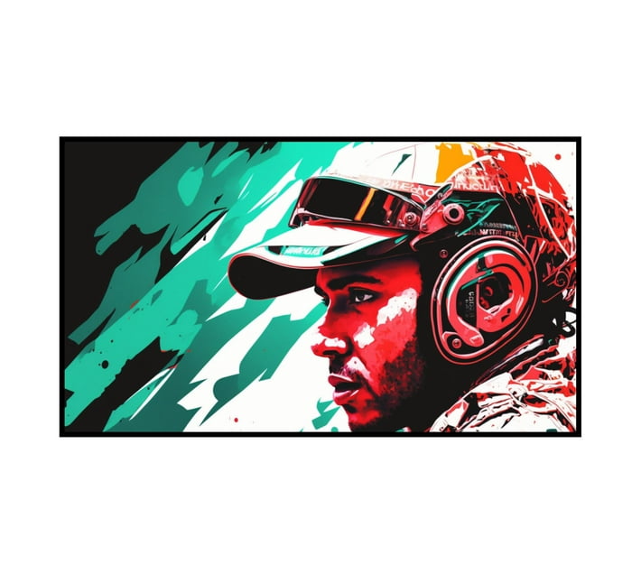 Someone’s in a Makro Framed Canvas Art - Lewis Hamilton Abstract Image ...