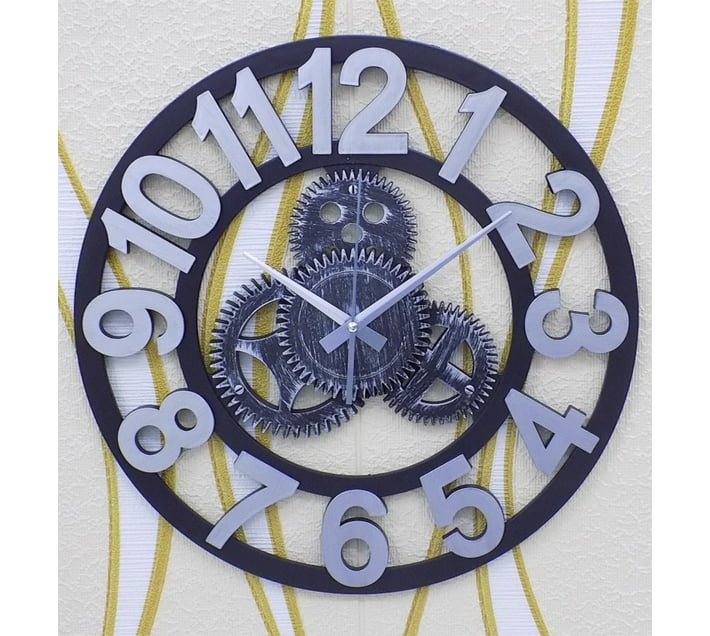 HomewareOnline Analog 40 cm X 40 cm Wall Clock (Black, Silver, With ...