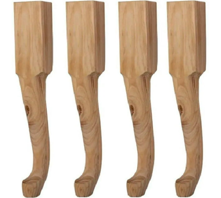 WOODLY Queen Anne Leg, H440mm x 65mm x 65mm, Raw Pine set of 4 by ...