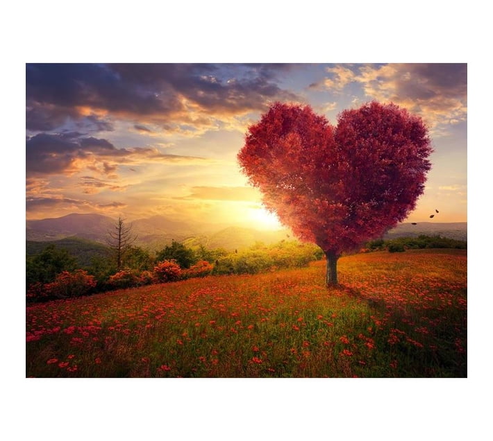 Canvas Wall Art - Red heart shaped tree A0 | Makro