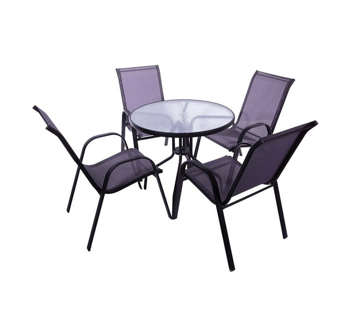 Someones In A Makro Seagull 5 Piece 80cm Glass Table And Kd Chair