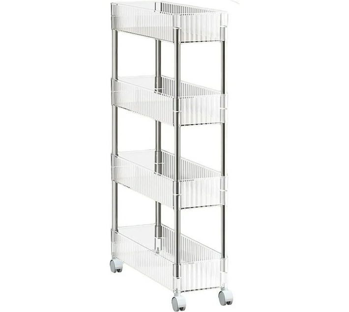 generic 4 Tier Acrylic Clear Rolling Storage Cart,Bathroom Cart ...