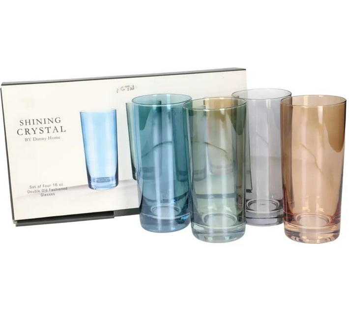 DH (Pack of 4) Crystal Hi-Ball Water/Juice Glass Set (460 ml, Glass ...
