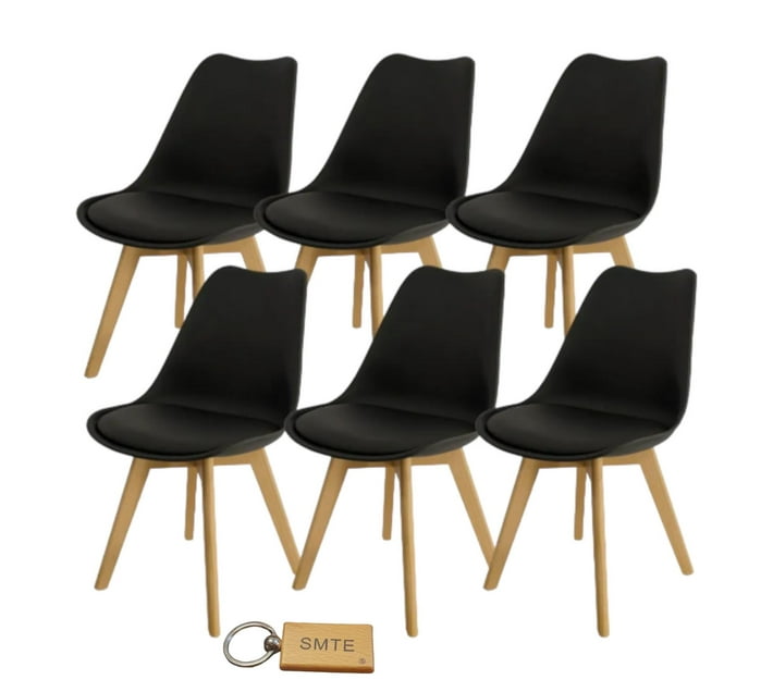 Someones In A Makro Padded Seat Wooden Leg Dining Chairs Pack Of Six