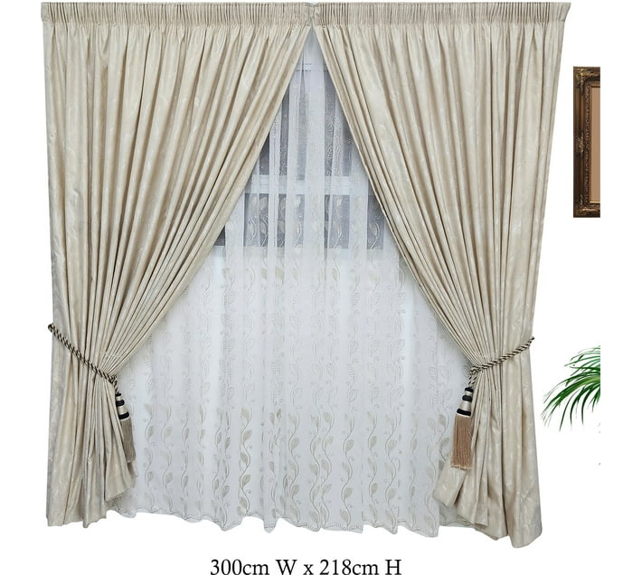 Matoc Designs 218 cm (7 ft) Blends Room Darkening Window Curtain (Floral, Beige) | Makro