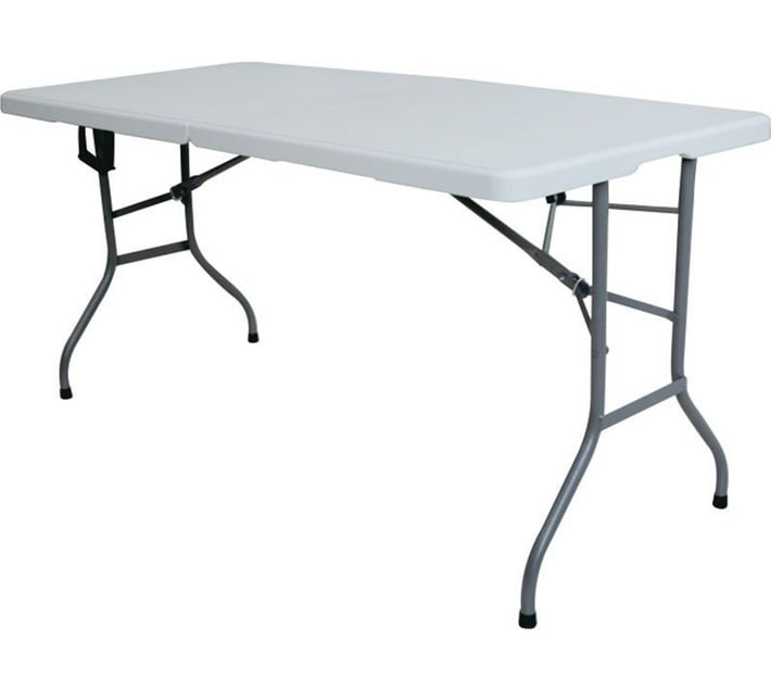 SMTE Foldable Plastic Table with Carry Handles Metal Folding Table ...
