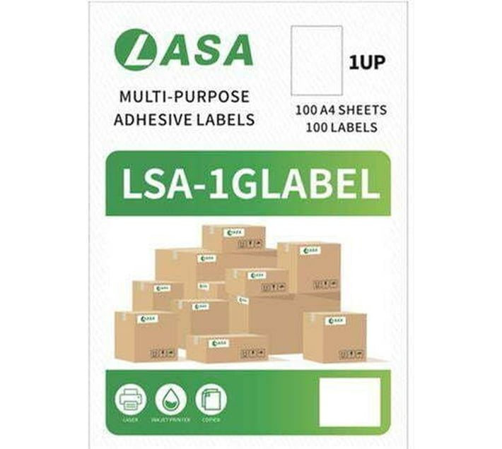 Buy LASA Glossy 1 up Label A4 - 1 Pack Self Adhesive Paper Label (White ...