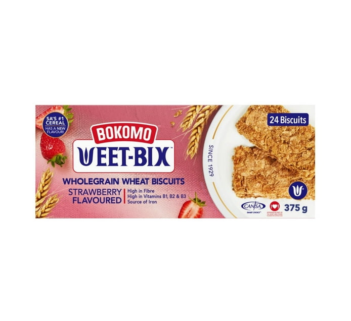 Buy Bokomo Weet-Bix Strawberry Flavoured Wholegrain Wheat Biscuits 375g ...