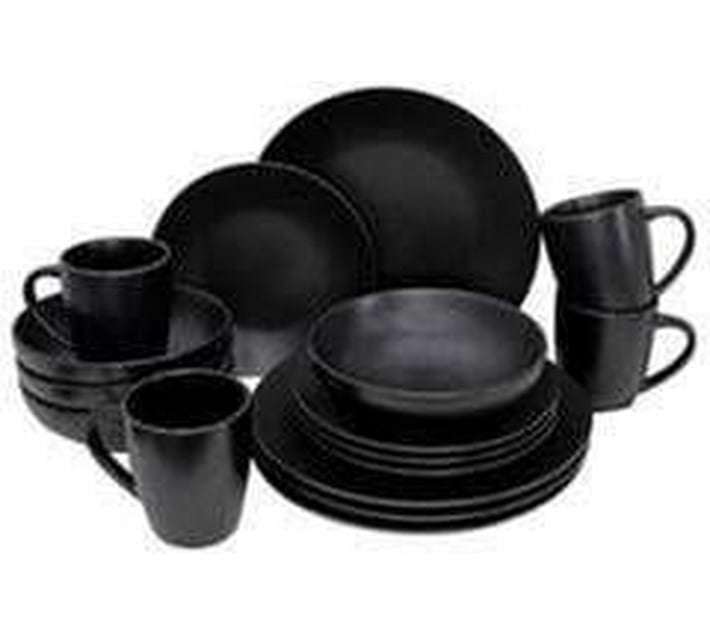 Cash Way Pack of 16 Plastic 16 Piece Rounded Shallow Stoneware ...