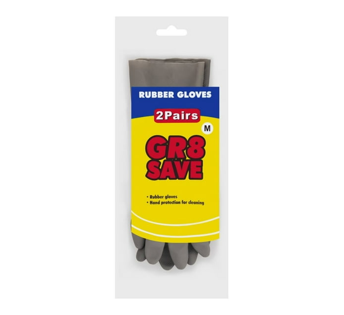 Gr8 Save Rubber Gloves 2 Pairs (Medium) | Makro