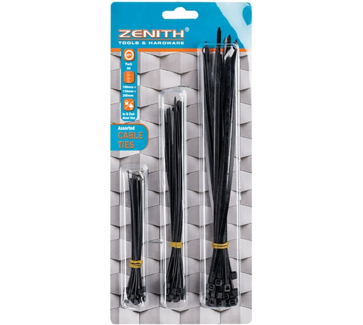 Zenith Electrical Cable-Ties 100/150/200mm Blk 60'S Plastic Standard ...