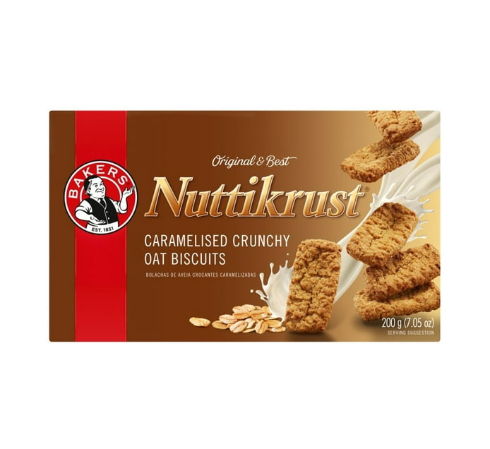Buy Bakers Nuttikrust Caramelised Crunchy Oat Biscuits 200g in Bulk ...