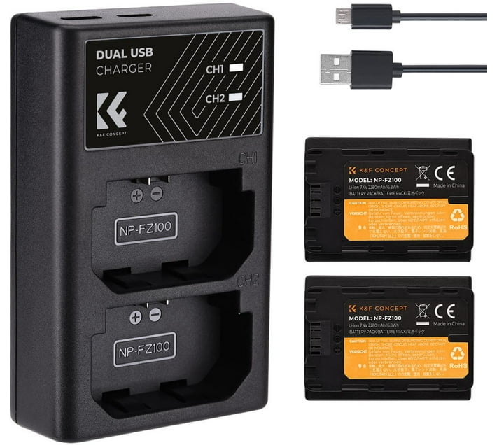 K&F Concept NP-FZ100 Battery Kit - 2 Batteries and Dual Charger | KF28 ...