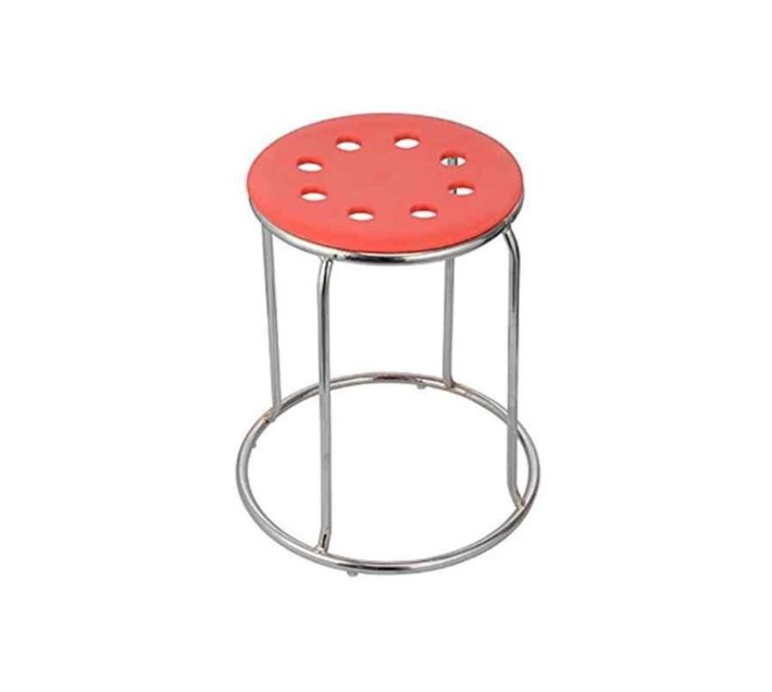 Multipurpose Stainless Steel Stool - Red | Makro
