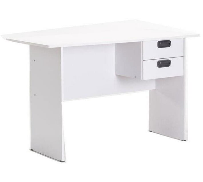Benise Desk 120 2 Drawer Desk - White Wood Portable Laptop Table ...