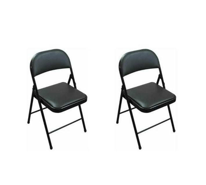 Foldable Metal Chair With Padded Seat Portable And Comfortable Set